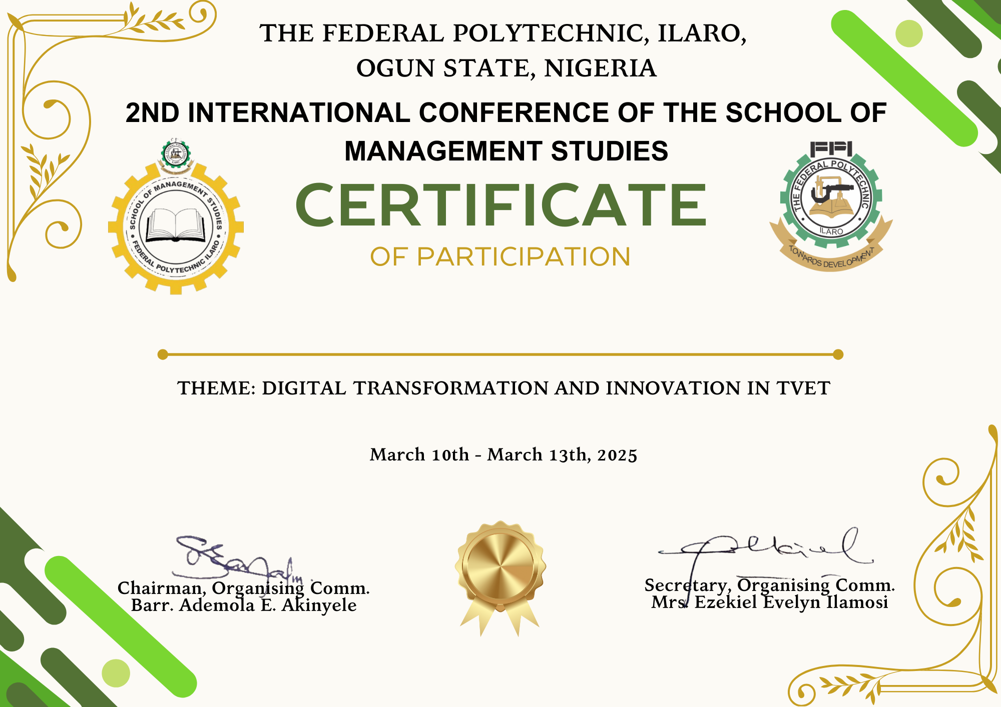 FPI | SMS 2ND International Conference | Certificate